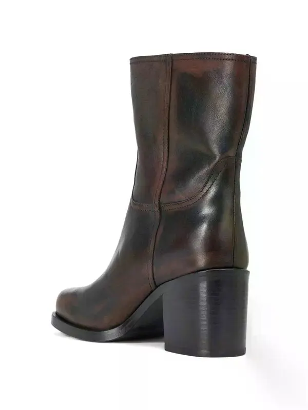 Staud Brooklyn Buckled Distressed Leather Boots - Brown