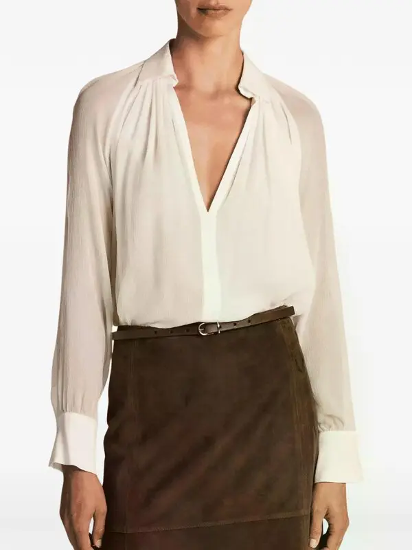 Vince Gathered Long-sleeve Blouse - Neutrals