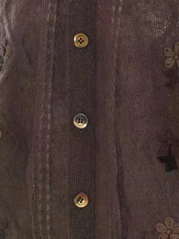 MAGLIANO Floral-appliqué Open-knit Cardigan