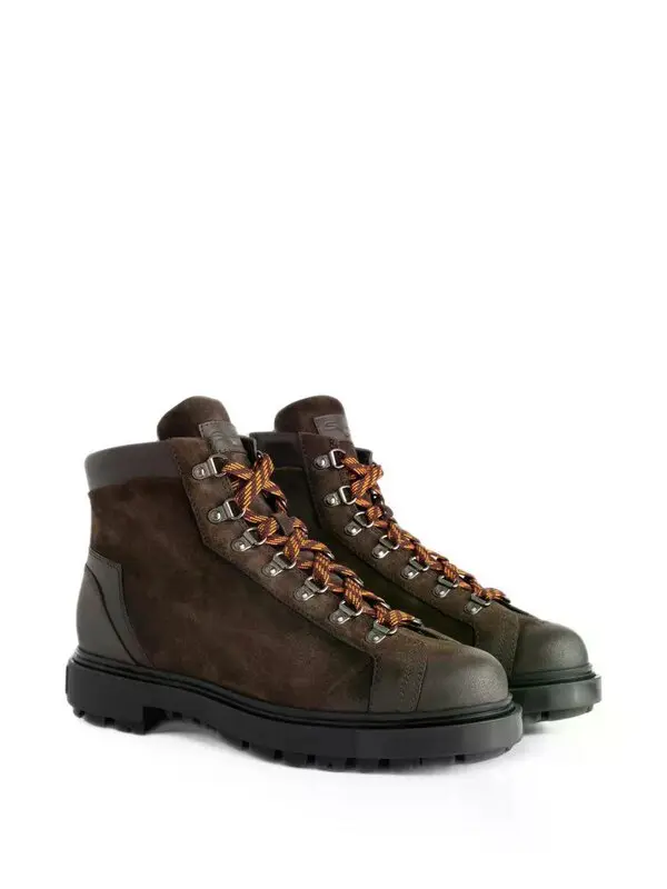 Santoni Suede Panelled Hiking Boots
