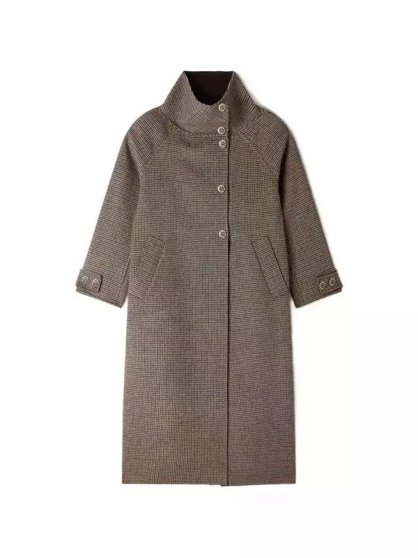 Sandro Houndstooth Single-breasted Coat - Brown