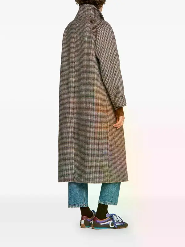 Sandro Houndstooth Single-breasted Coat - Brown