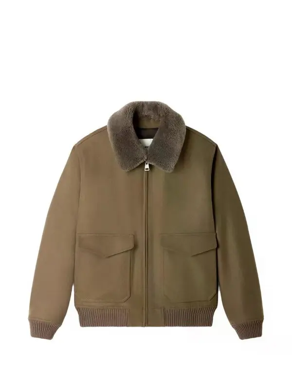 Sandro Wool Jacket With Removable Collar - Green