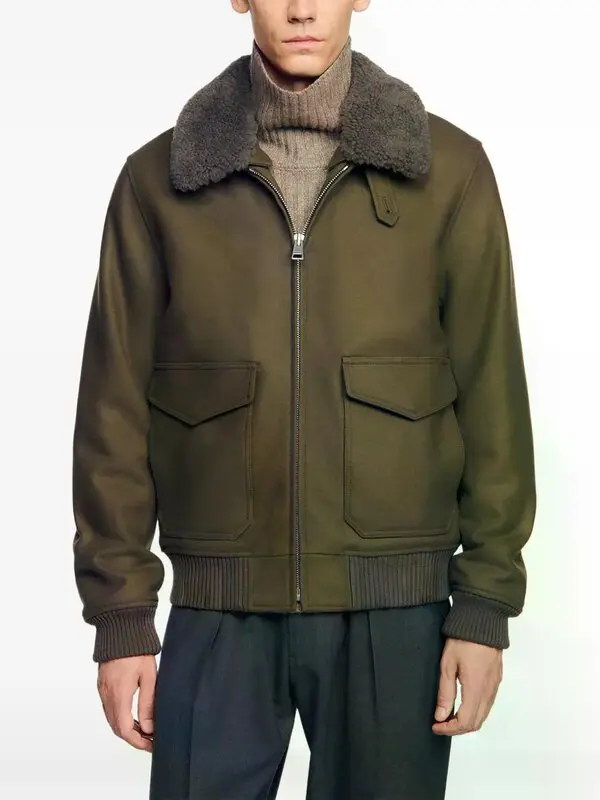 Sandro Wool Jacket With Removable Collar