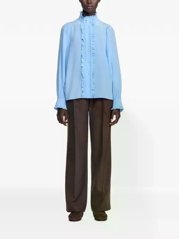 Sandro Ruffle-trimmed Silk Shirt