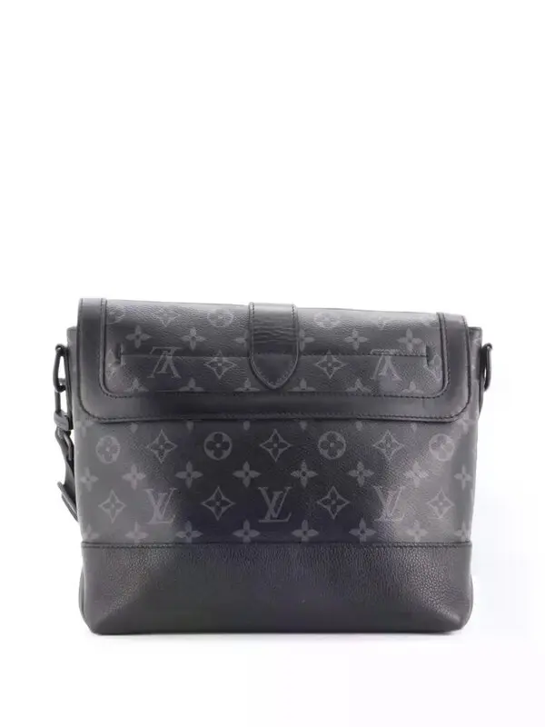 LOUIS VUITTON Saumur Messenger Bag Monogram Eclipse And Leather Crossbody Bag