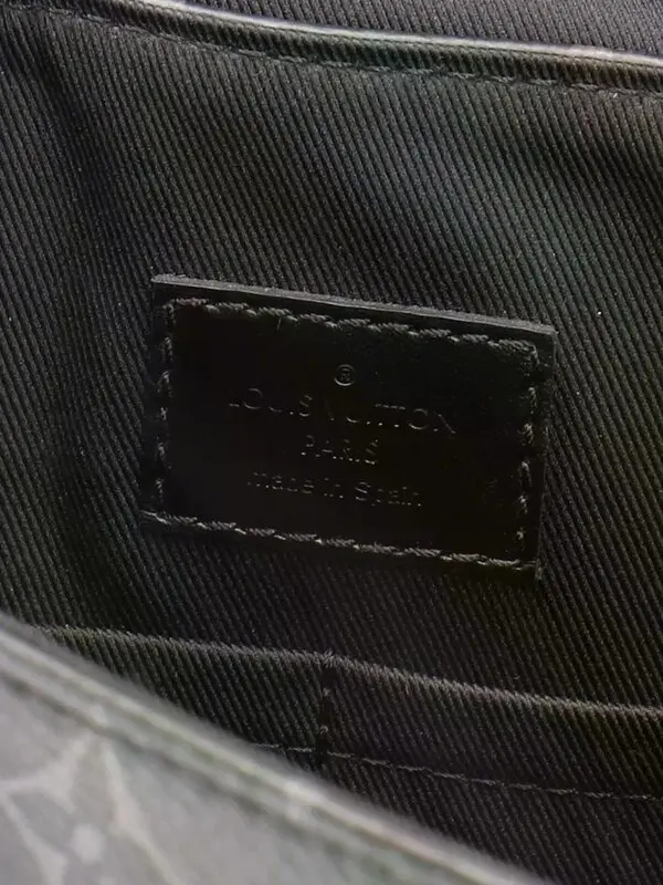 LOUIS VUITTON Saumur Messenger Bag Monogram Eclipse And Leather Crossbody Bag