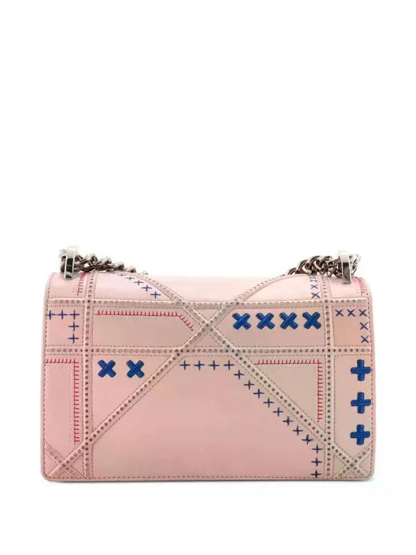 Dior Diorama Flap Bag Embroidered Leather Small Crossbody Bag - Blue