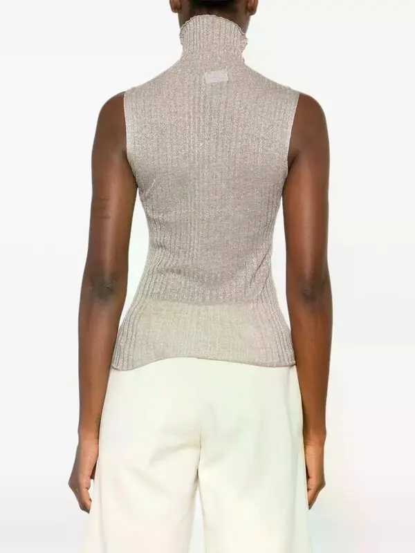 AROVESCIO Ribbed-knit Sleeveless Sweater - Brown