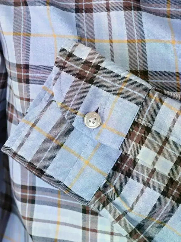LUIGI BORRELLI Plaid-check Long-sleeve Shirt - Blue