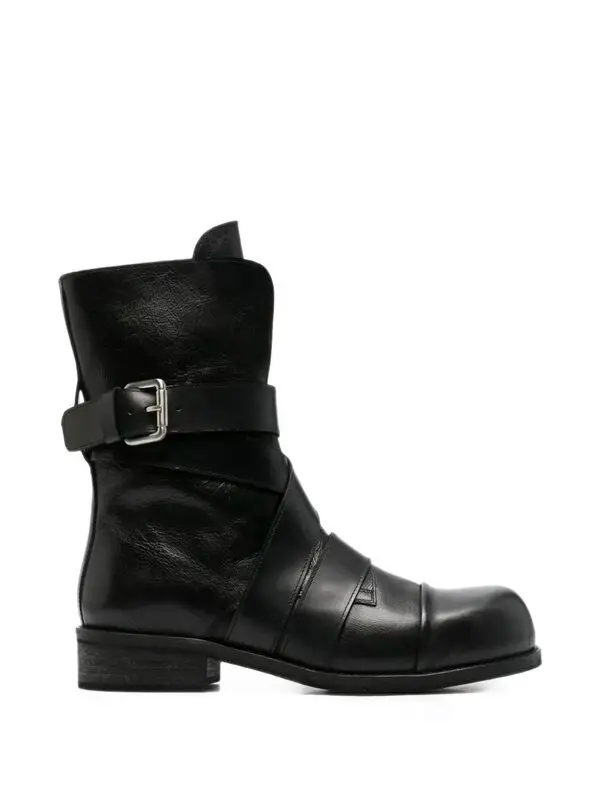 EGONLAB Buckled Leather Boots - Black