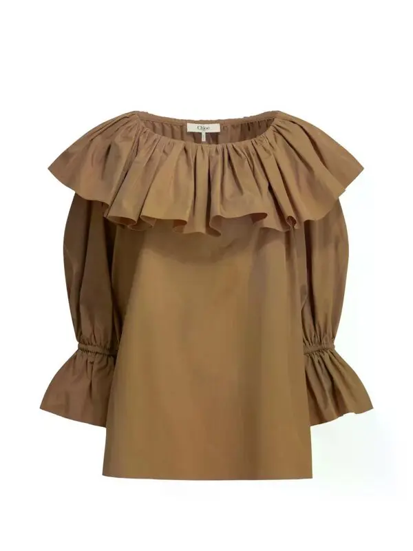 Chloé Ruffled Cotton Top - Neutrals