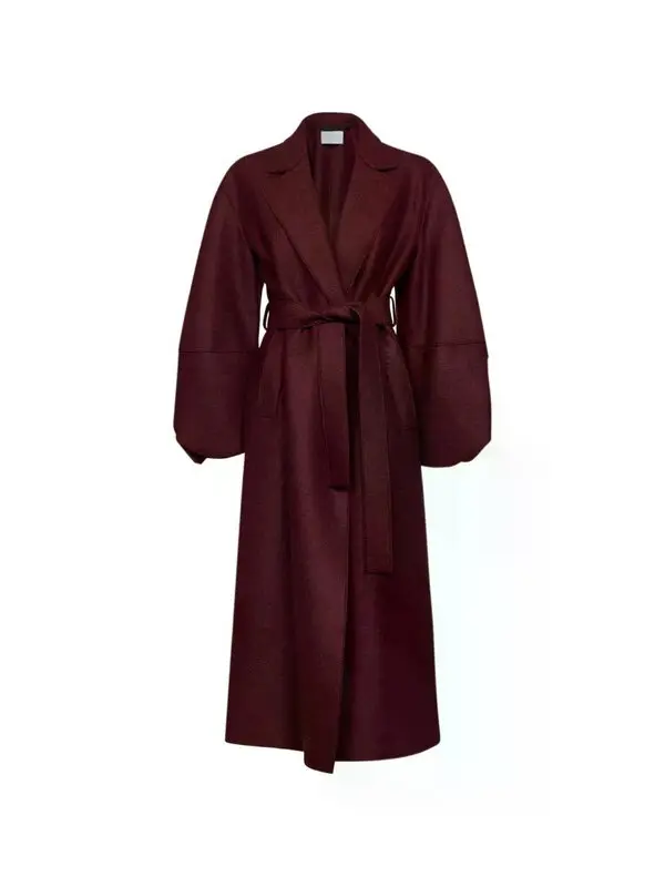 Harris Wharf London Belted Balloon-sleeve Coat - Red