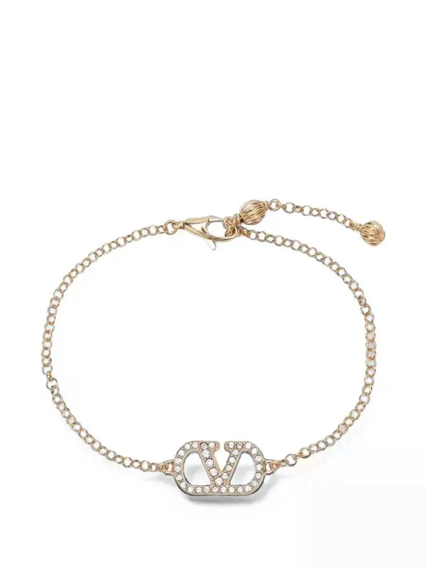 Valentino Garavani Vlogo-signature Bracelet In Metal And Swarovski®-crystals - Gold