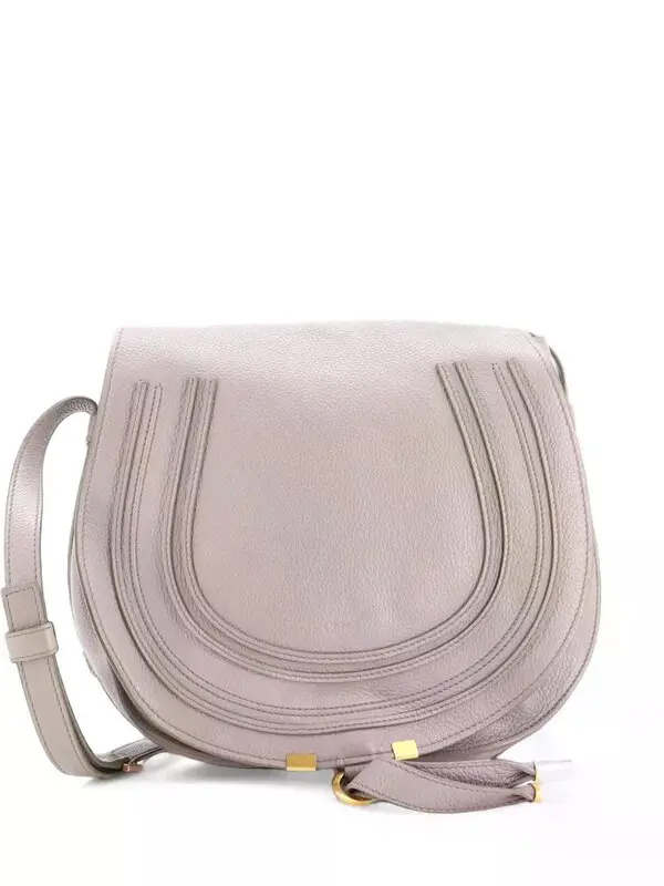 Chloé Marcie Saddle Bag Leather Medium Crossbody Bag - Grey