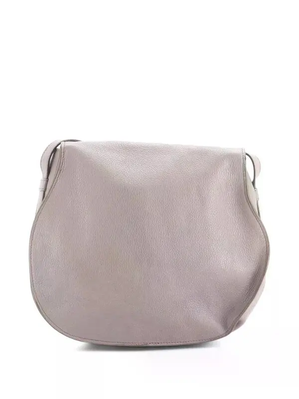 Chloé Marcie Saddle Bag Leather Medium Crossbody Bag - Grey