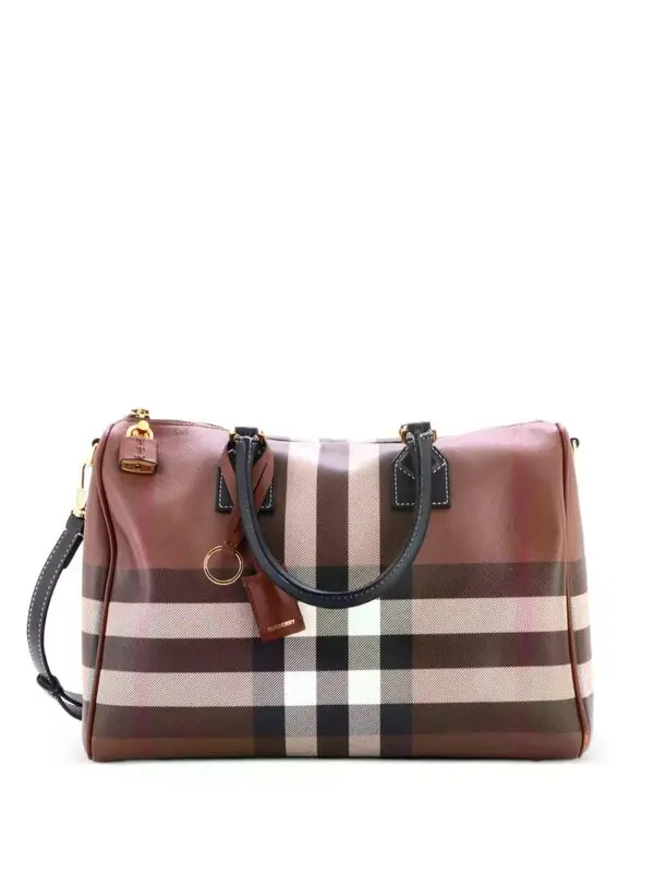 Burberry Bowling Bag Check E-canvas Medium Shoulder Bag - Brown