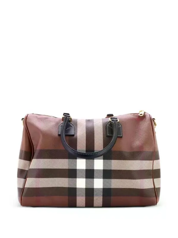 Burberry Bowling Bag Check E-canvas Medium Shoulder Bag - Brown