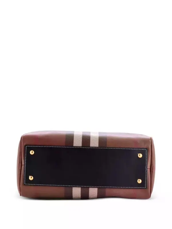 Burberry Bowling Bag Check E-canvas Medium Shoulder Bag - Brown