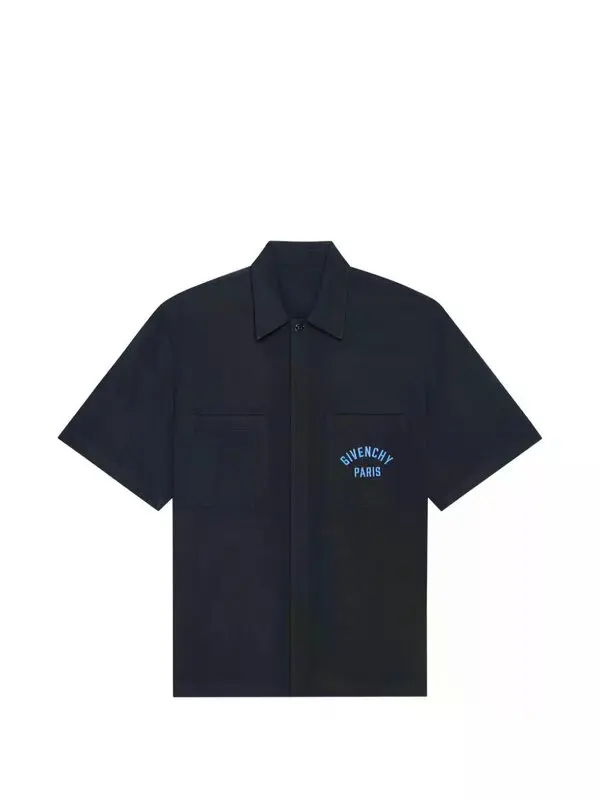 Givenchy Shirt In Cotton Twill With Paris Patch Pocket - Blue