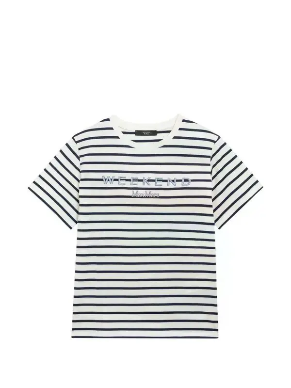 Max Mara Striped Logo-embroidered T-shirt - White