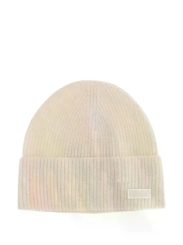 AUTRY Ribbed-knit Logo-patch Beanie Hat - Neutrals