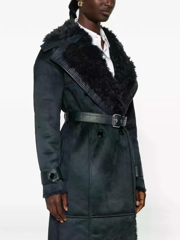 Patrizia Pepe Faux-shearling Belted Coat