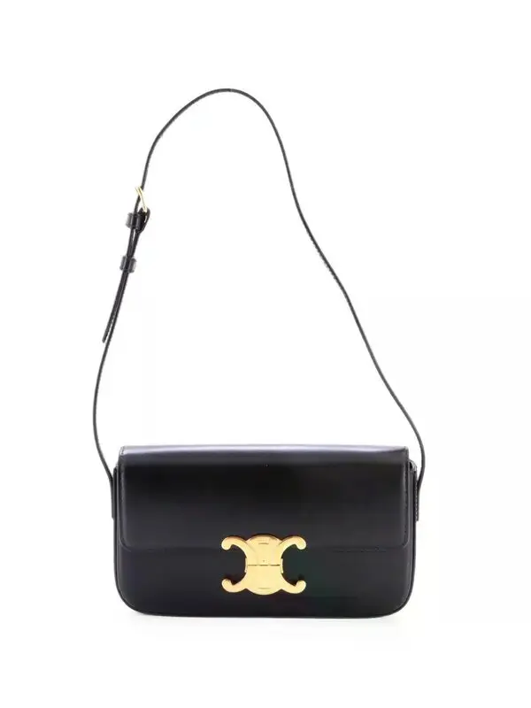 Celine Triomphe East-west Smooth Calfskin Shoulder Bag - Black