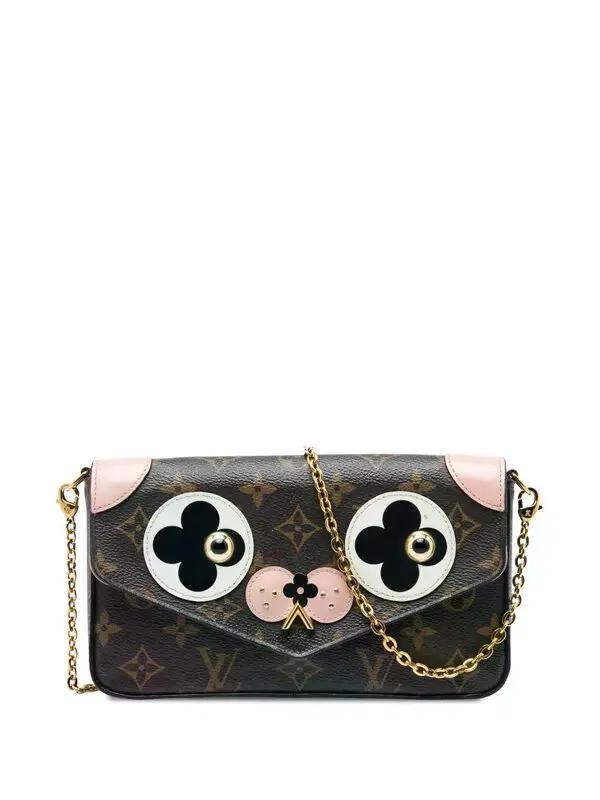 LOUIS VUITTON 2018 Monogram Pochette Felicie Valentine Dog Crossbody Bag - Brown