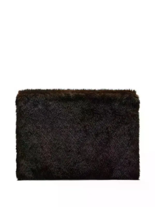 Loulou De Saison Flint Faux-fur Clutch Bag - Black