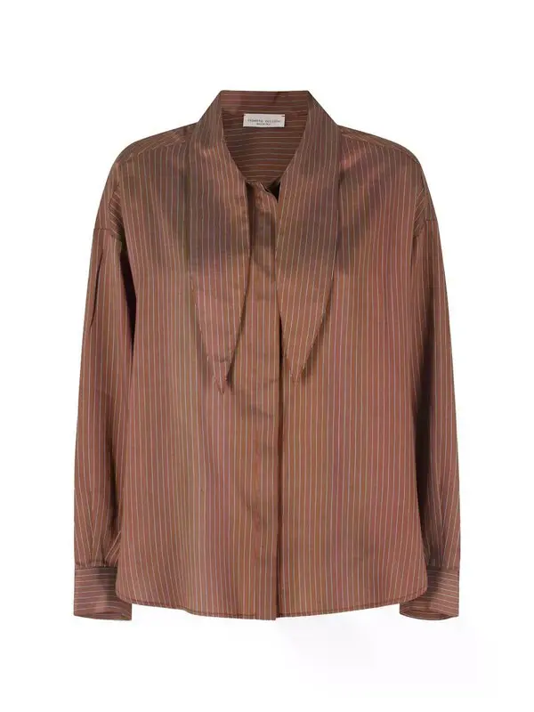 ROBERTO COLLINA Pinstripe-pattern Pussy-bow Shirt