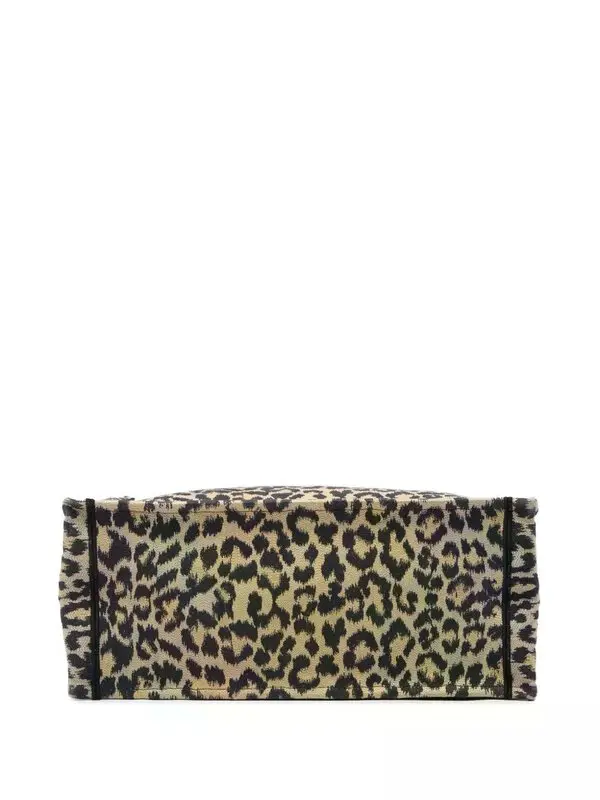 Dior 2021 Mizza Large Embroidered Canvas Leopard Book Tote Bag