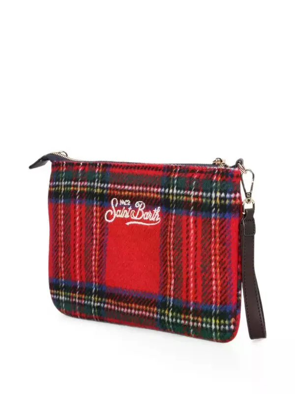 MC2 SAINT BARTH Tartan Embroidered Pouch - Red