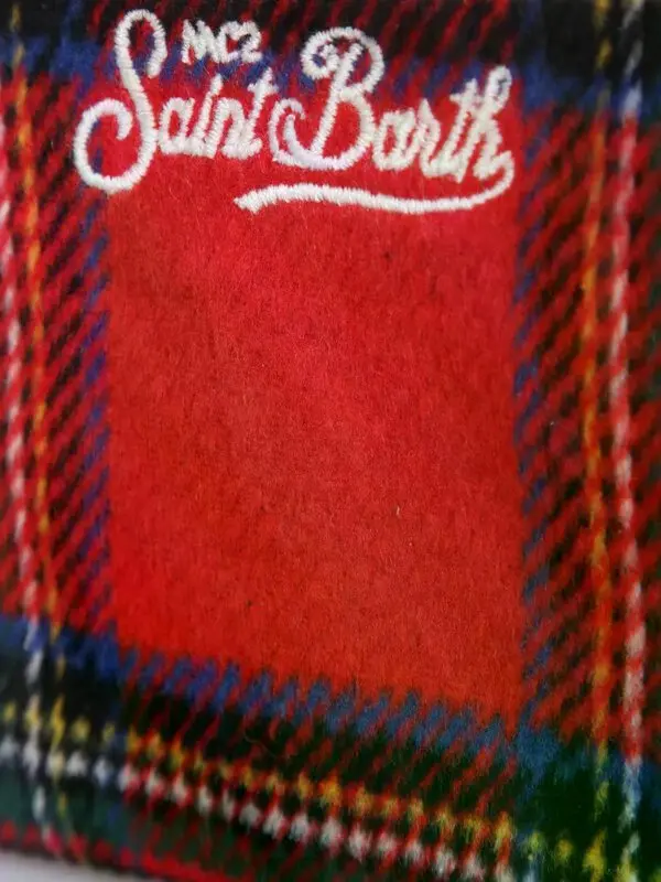 MC2 SAINT BARTH Tartan Embroidered Pouch - Red