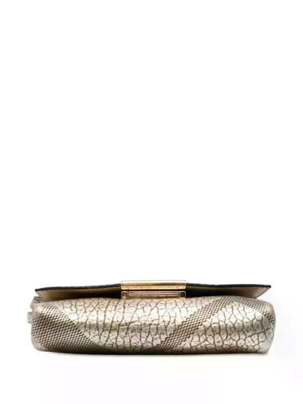 Burberry 2000-2017 Embossed Grain Check Leather Langley Crossbody Bag