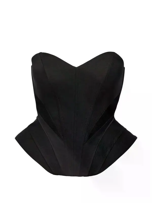 BENEDETTO Tulle-panel Peplum Corset Top