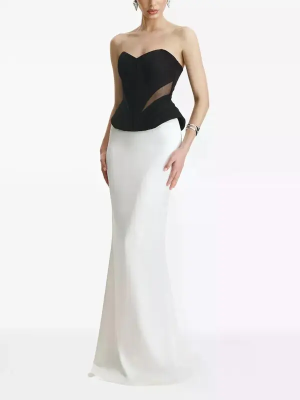 BENEDETTO Tulle-panel Peplum Corset Top