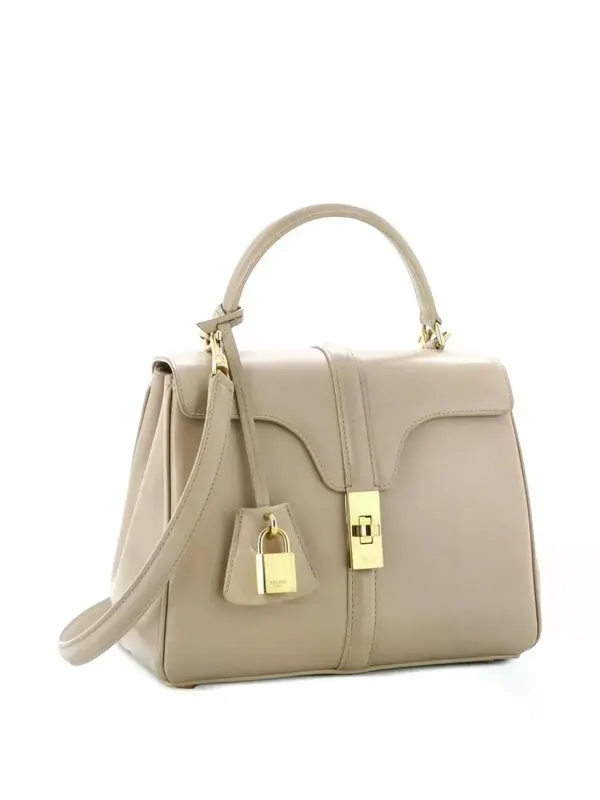 Celine 16 Top Handle Bag Smooth Calfskin Small Satchel - Neutrals