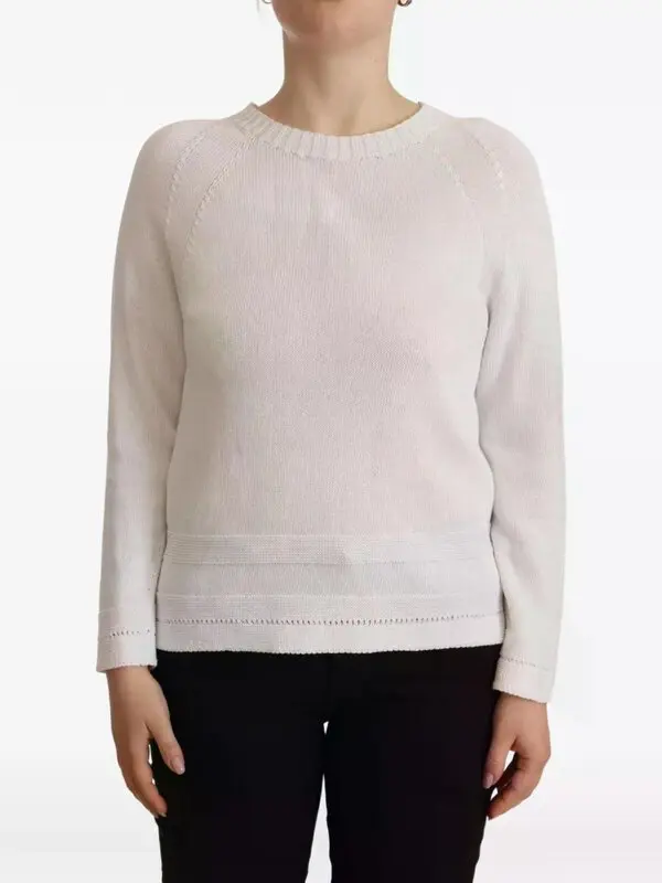 Alpha Studio Crew-neck Cotton Sweater - White