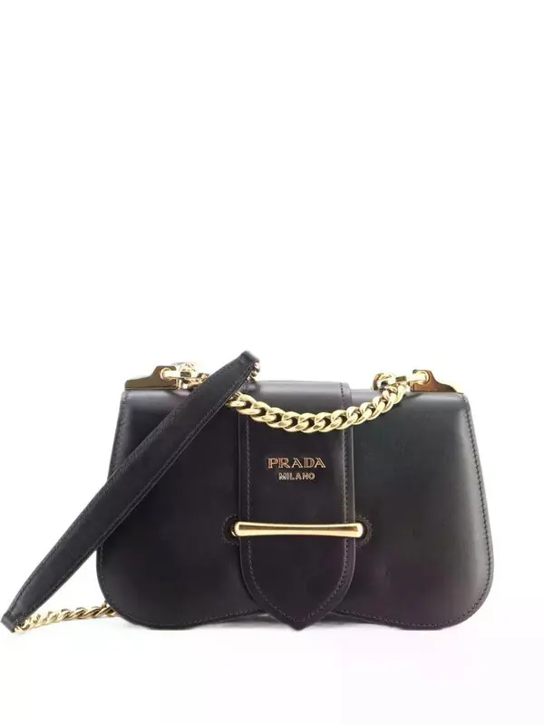 Prada Sidonie Chain Shoulder Bag City Calf Medium Crossbody Bag - Black