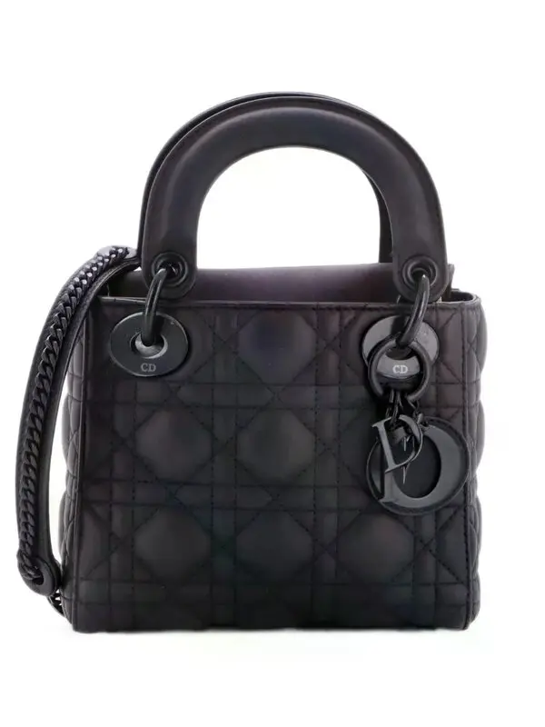 Dior Ultra Matte Lady Chain Bag Cannage Quilt Calfskin Mini Shoulder Bag - Black