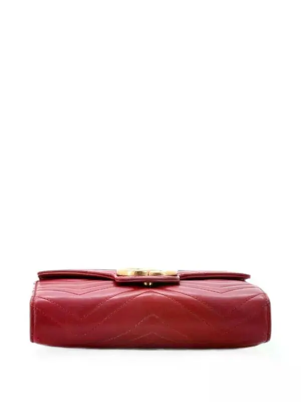 Gucci Gg Marmont Chain Wallet Matelasse Leather Mini Crossbody Bag - Red
