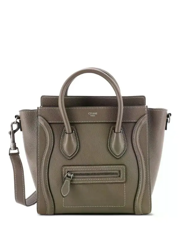 Celine Luggage Bag Grainy Leather Nano Crossbody Bag - Grey