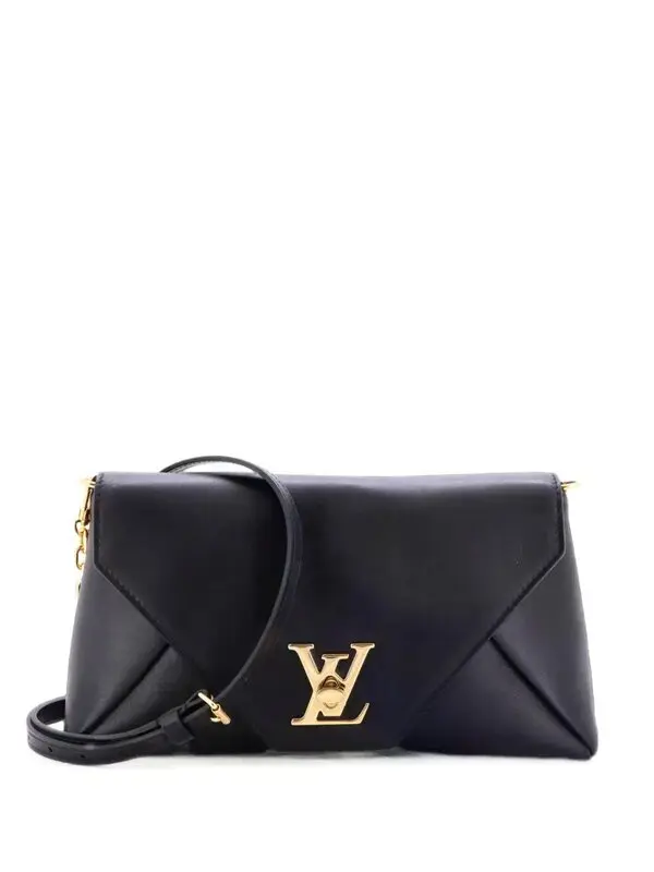 LOUIS VUITTON Love Note Chain Clutch Leather Crossbody Bag - Black
