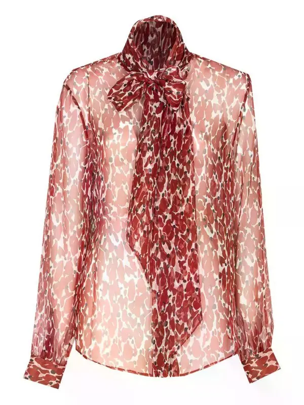 Saint Laurent All-over Print Bow-detail Blouse