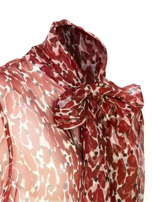 Saint Laurent All-over Print Bow-detail Blouse
