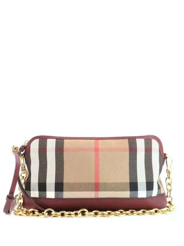 Burberry Abingdon Convertible House Check Canvas Small Clutch Bag - Brown