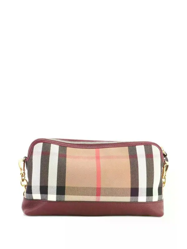 Burberry Abingdon Convertible House Check Canvas Small Clutch Bag