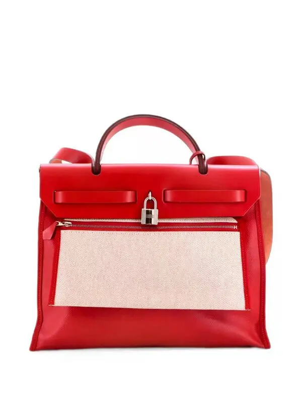 Hermès Herbag Zip Berline Vache Canvas And Leather 31 Shoulder Bag