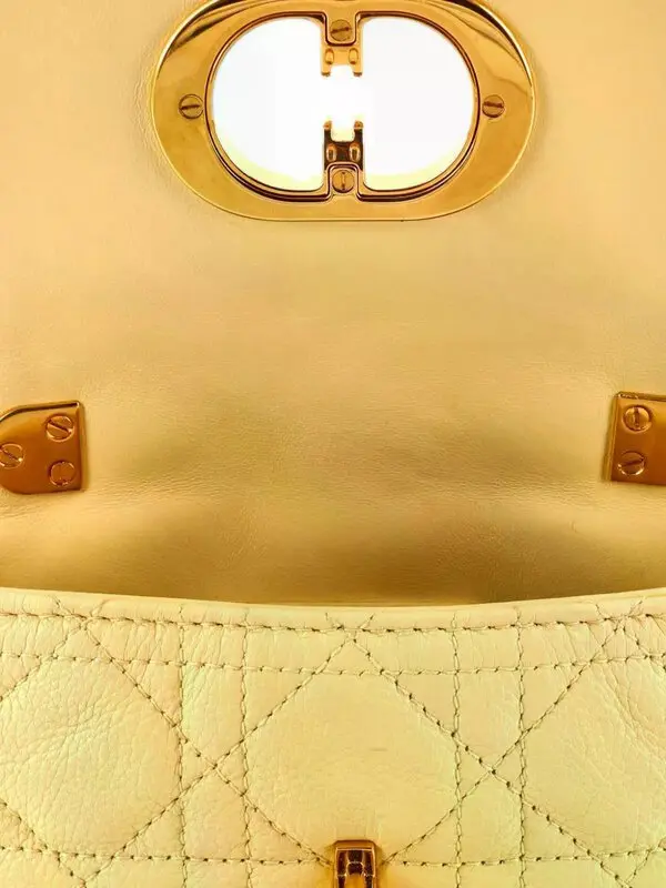 Dior Caro Bag Cannage Quilt Calfskin Micro Shoulder Bag - Yellow